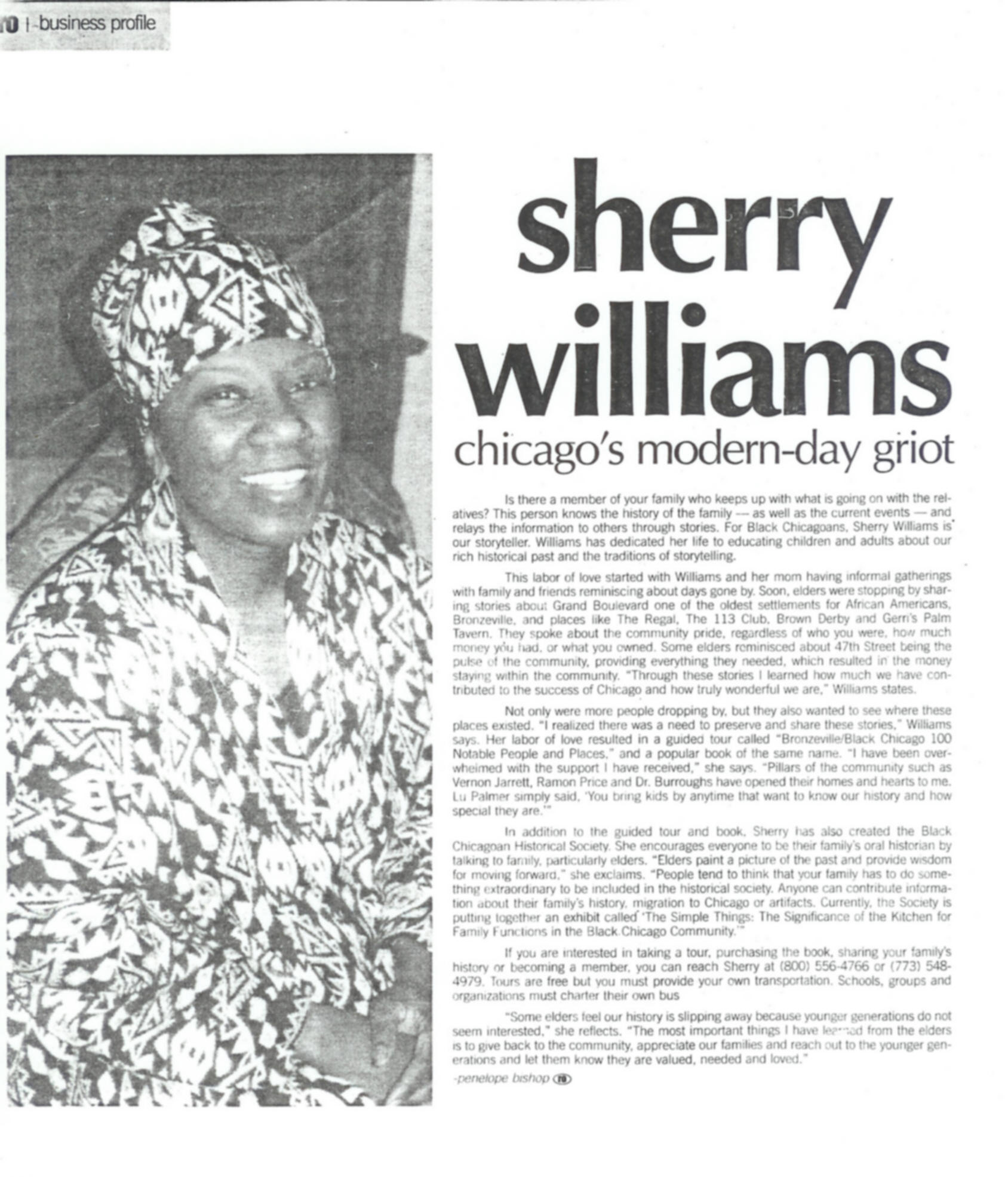Modern Day Griot – Rolling Out Magazine article featuring Sherry ...
